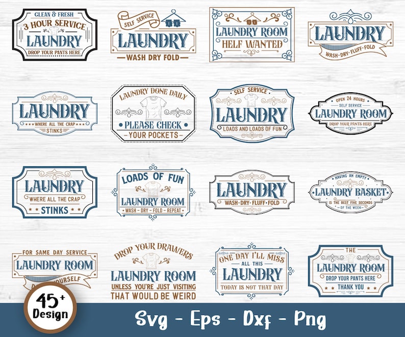 Vintage Laundry Sign Svg Bundle, Laundry Symbols Svg, Laundry Svg ...