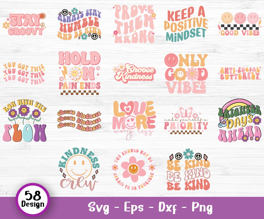 Retro Inspirational Quotes Svg Bundle, Motivational Quotes Svg ...