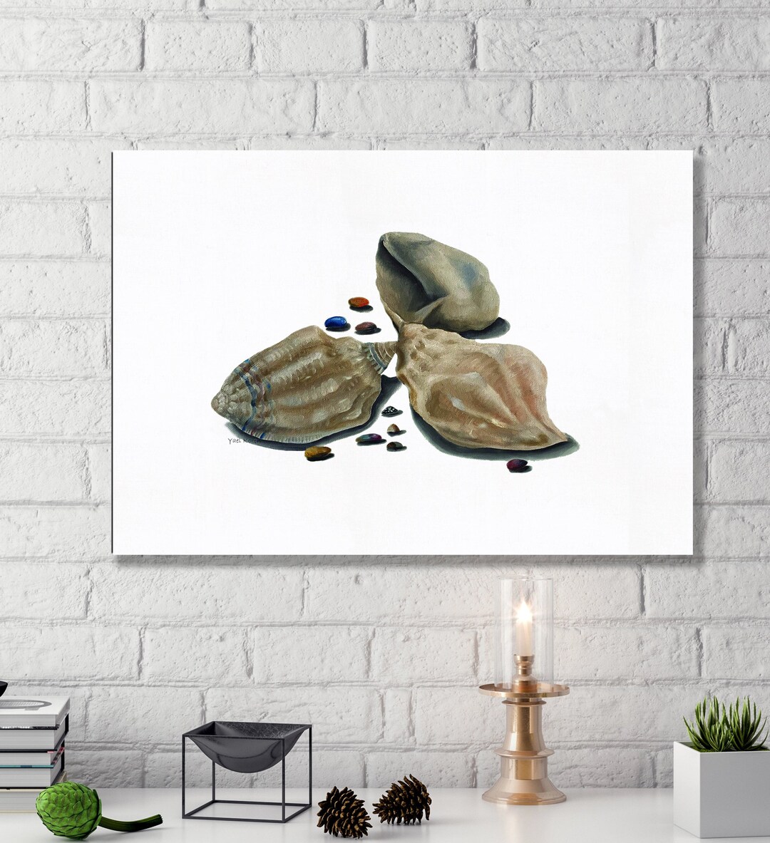 Original Hand Art Seashell Oil Painting , Beach House Gallery Wall ...