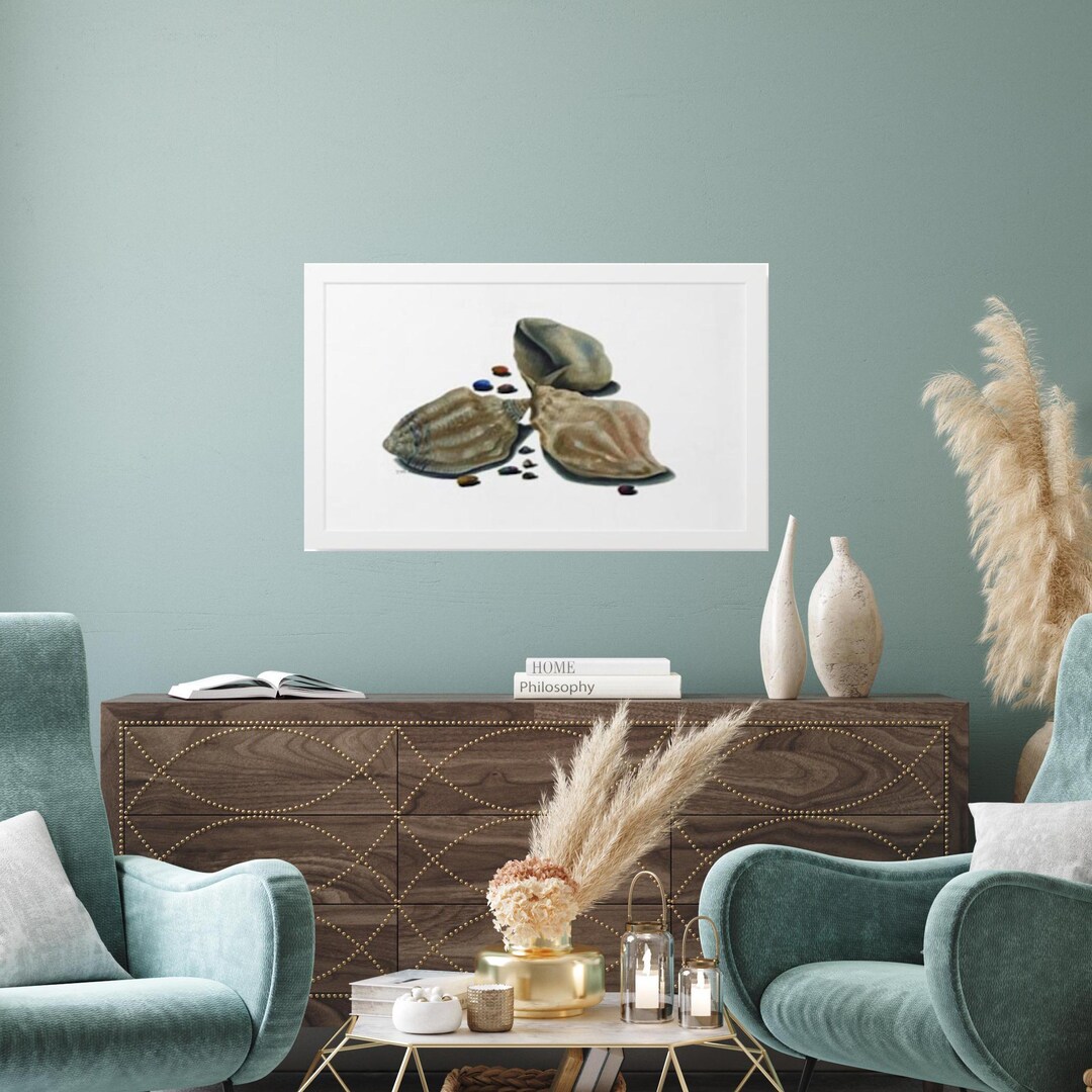 Seashell Oil Painting Print, Beach House Wall Decor - Etsy