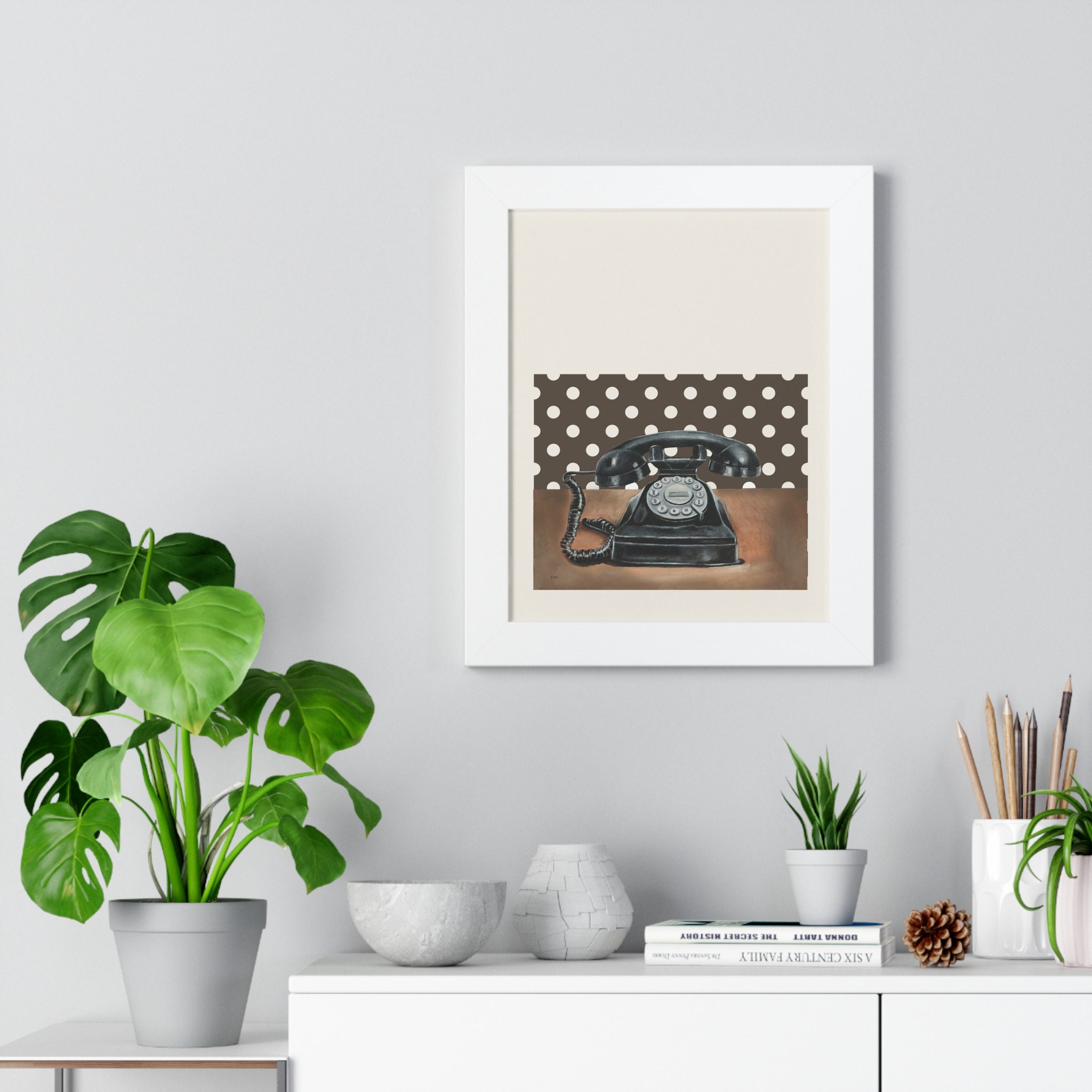 Vintage Telephone Art Print – Retro Black Phone Design - Etsy