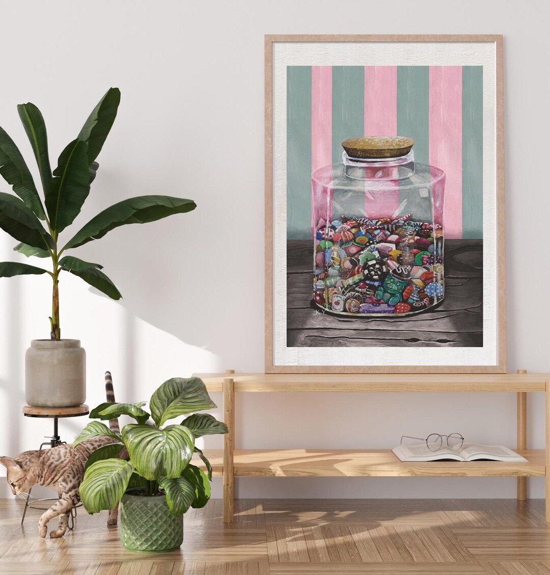 Acrylic Painting Candy Jar Rolled Poster, Colorful Candy Art Print ...