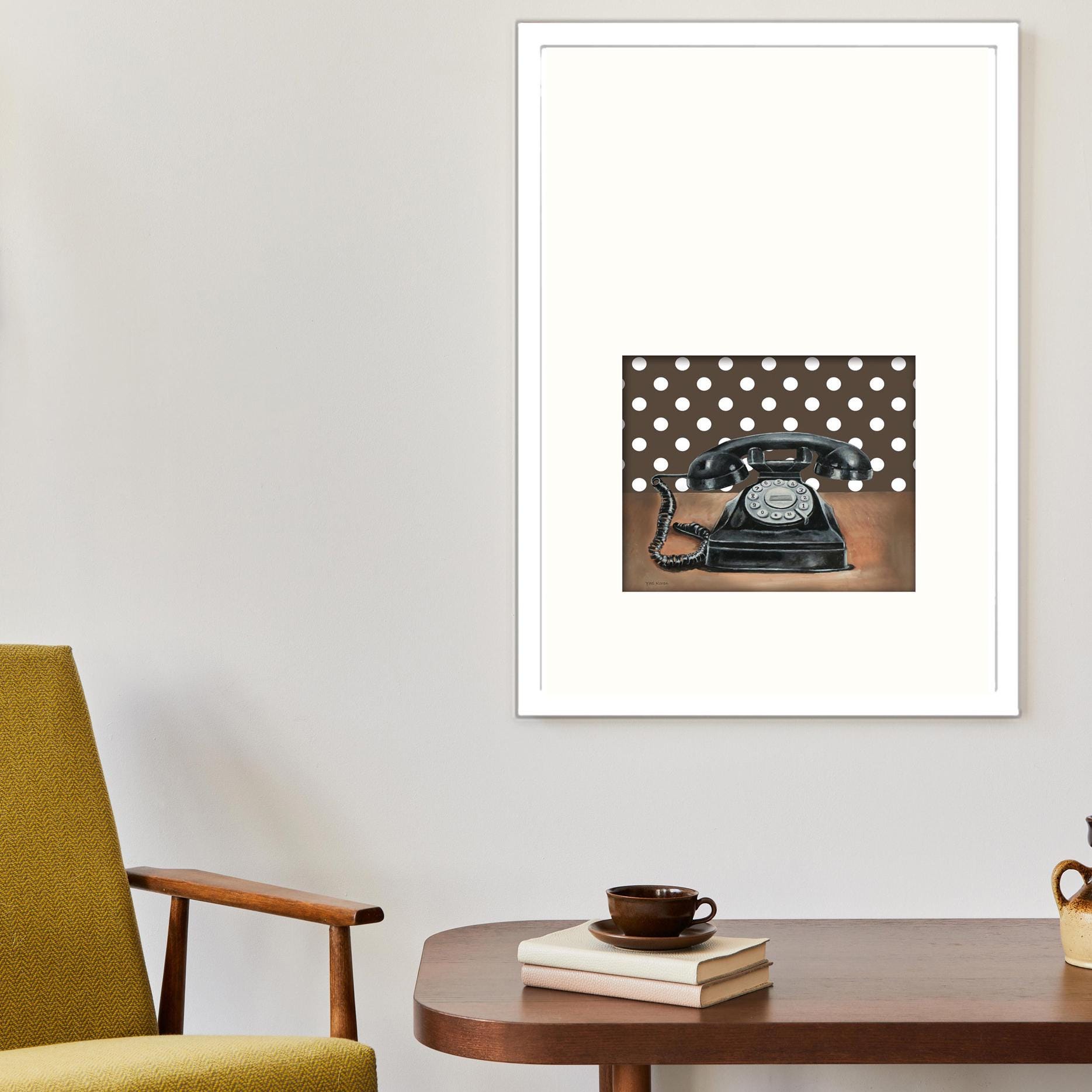 Vintage Telephone Art Print – Retro Black Phone Design - Etsy
