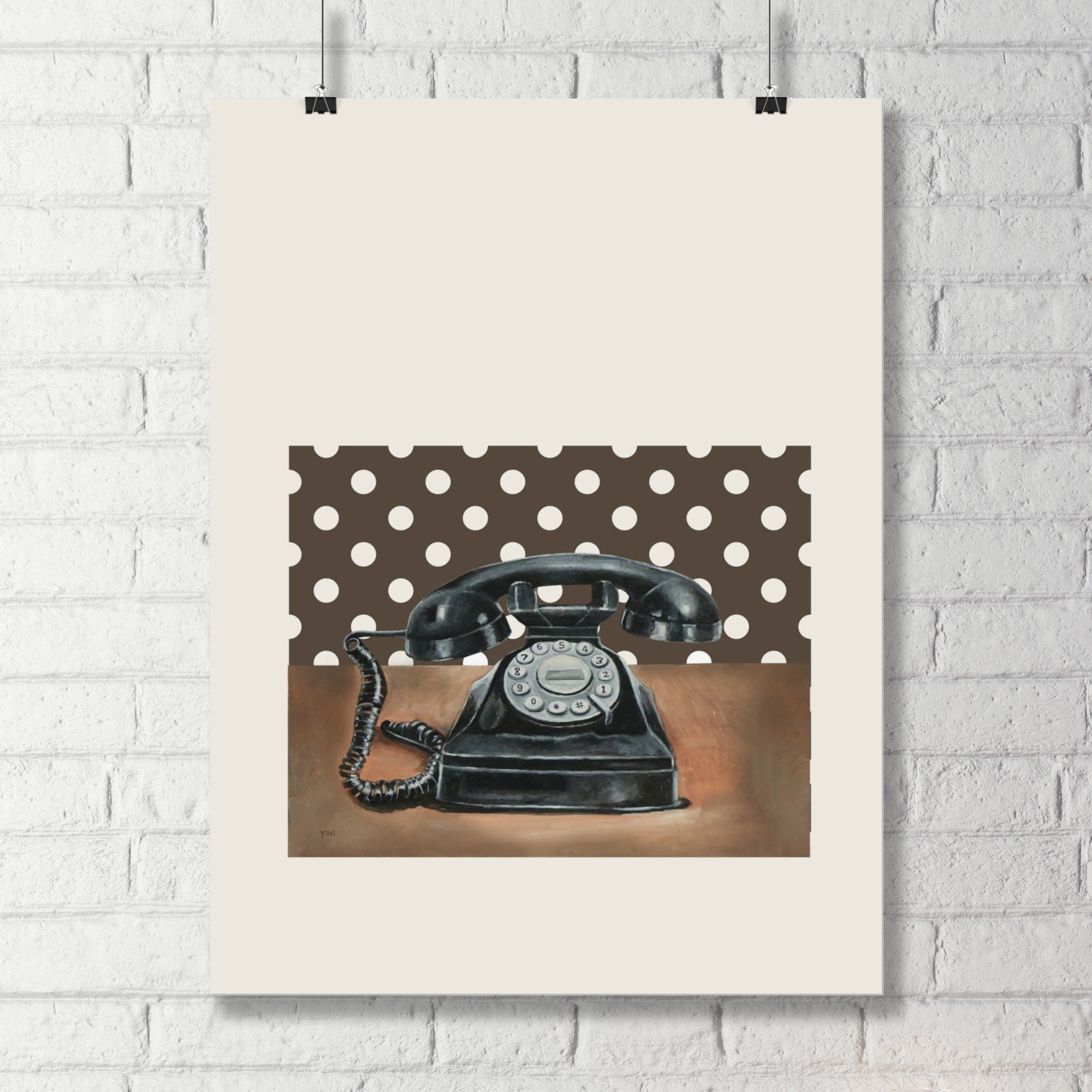 Vintage Telephone Art Print – Retro Black Phone Design - Etsy