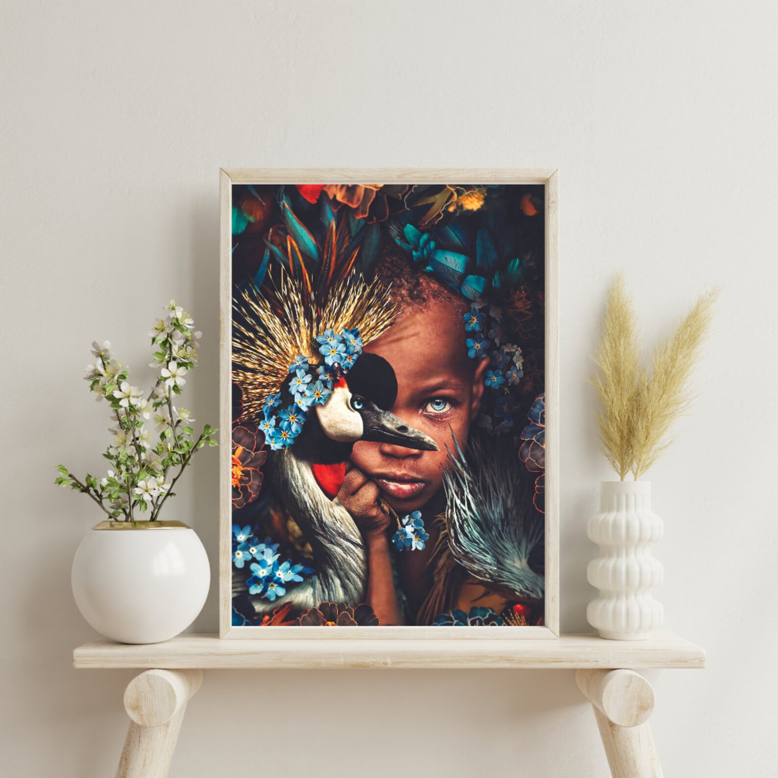 Blue Diamond Eyes Poster, Nature Art Poster, Bird Kid Photo Poster ...