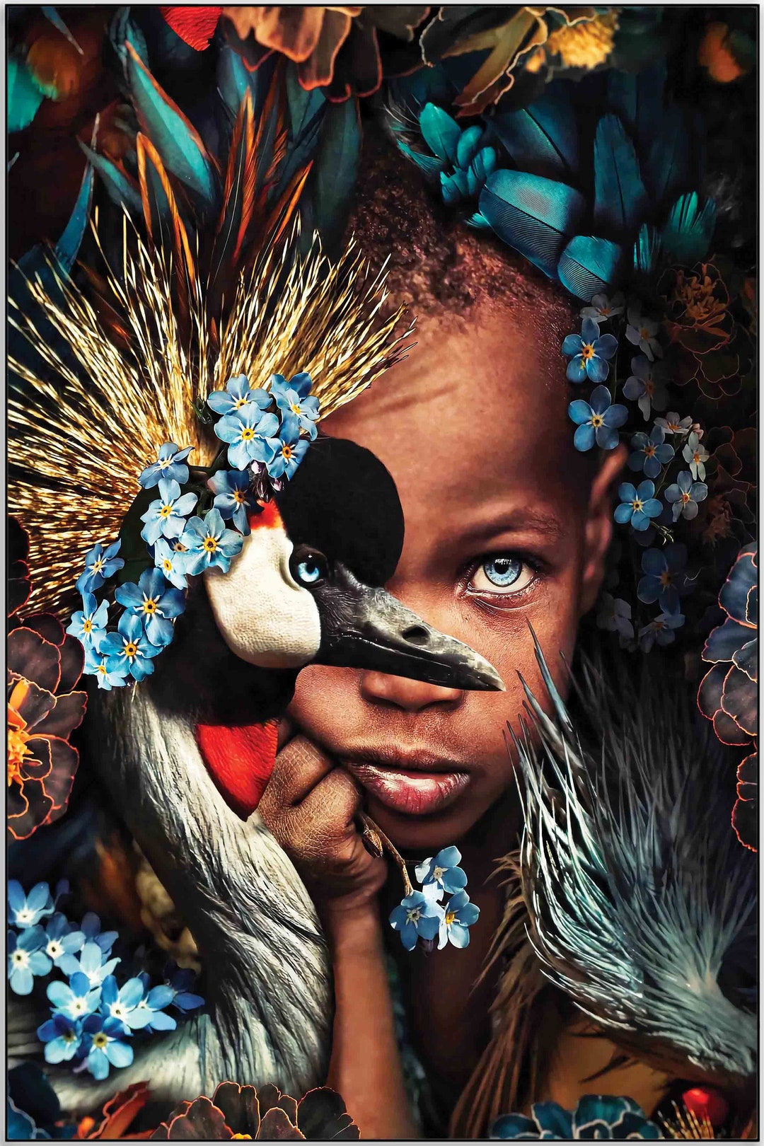Blue Diamond Eyes Poster, Nature Art Poster, Bird Kid Photo Poster ...