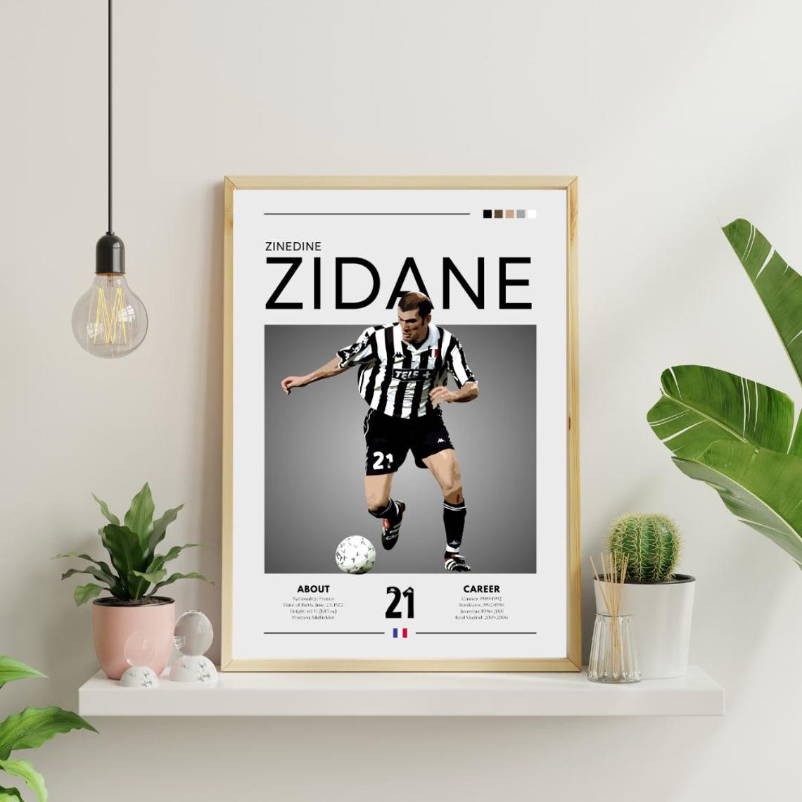 Zinedine Zidane Poster, Juventus Soccer Legend, Soccer Poster, Football ...