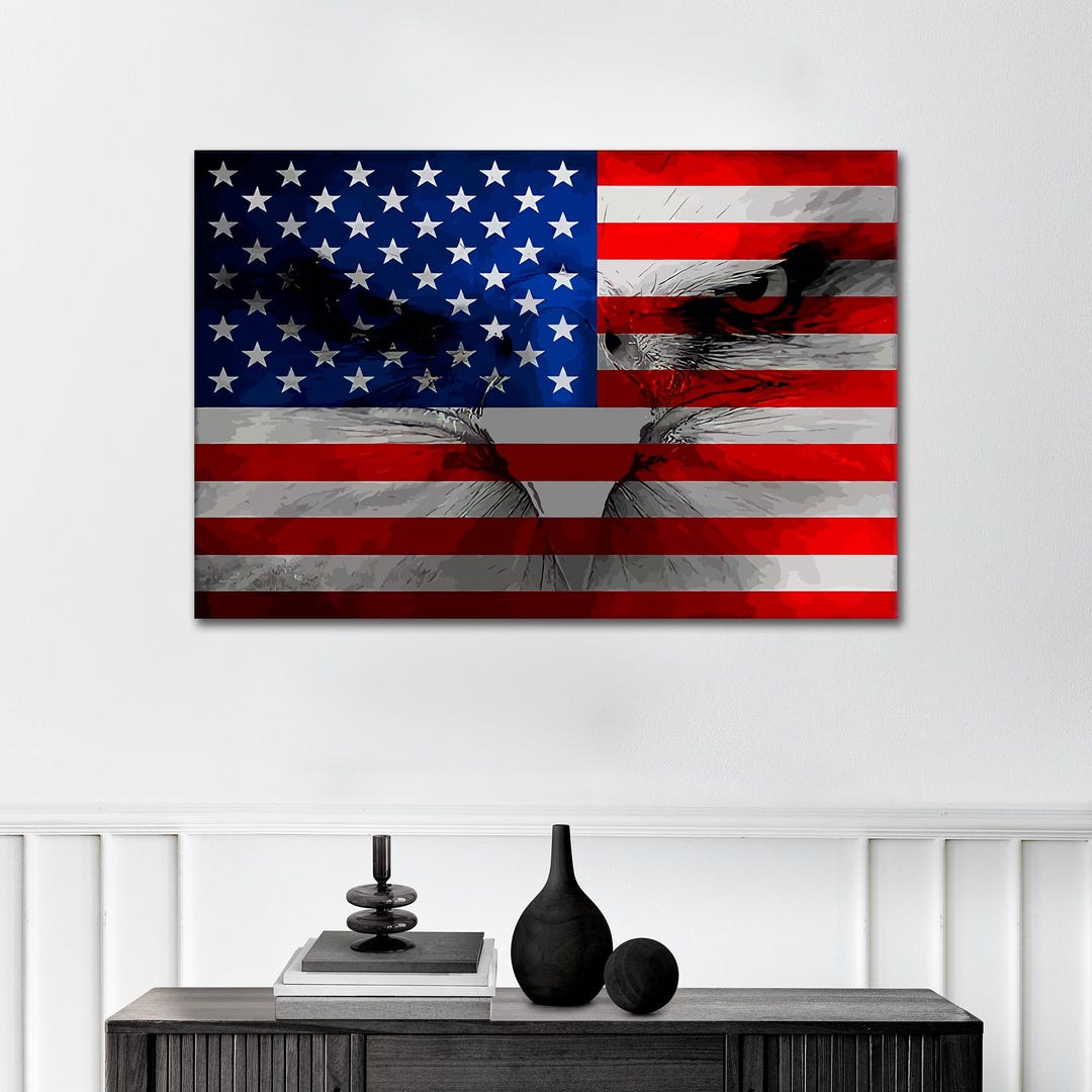 USA Flag With Eagle Eyes Poster, United Stated of America Poster, Flag ...
