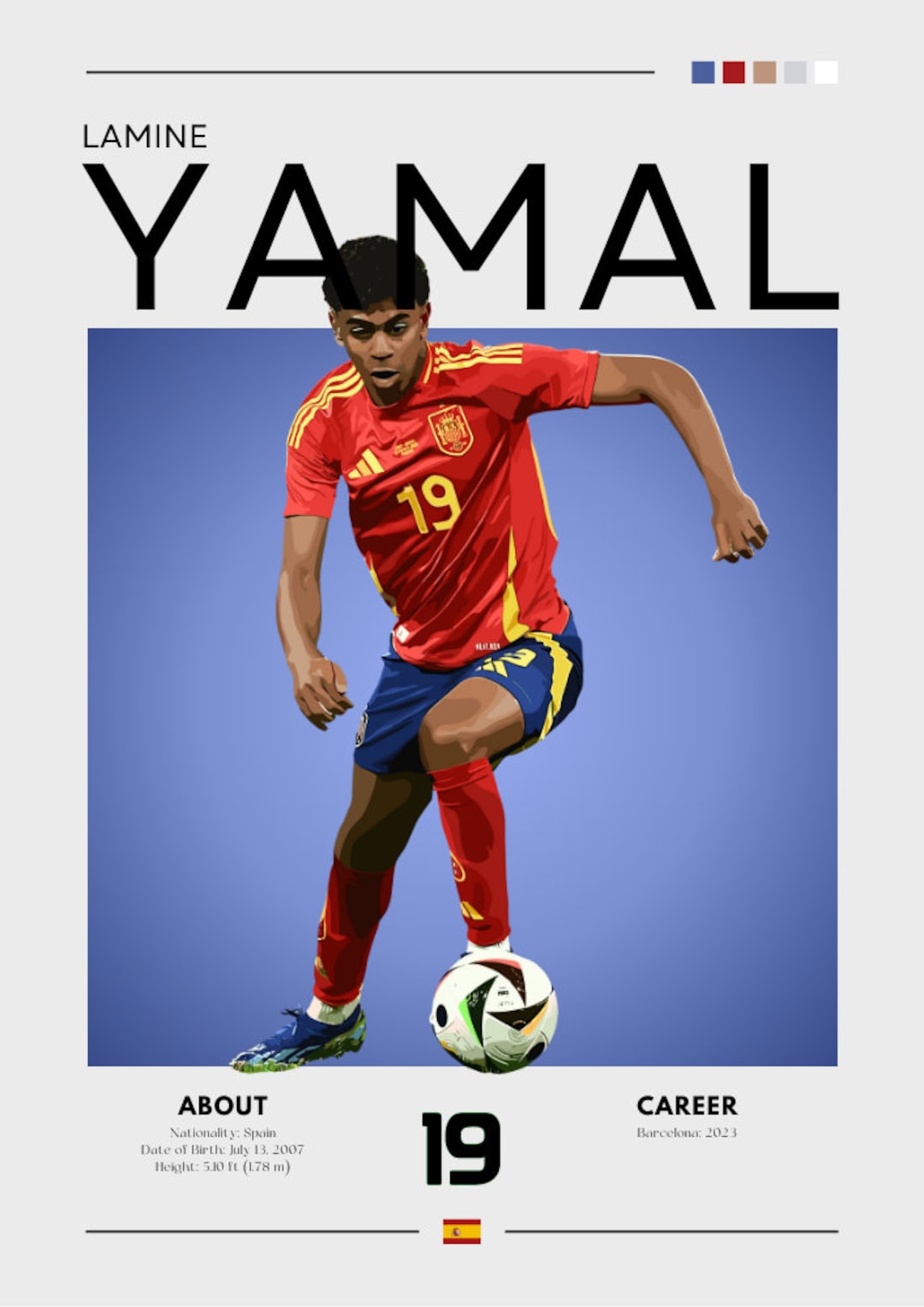 Lamine Yamal Spain Poster, William Poster, Soccer Poster, Yamal Poster ...