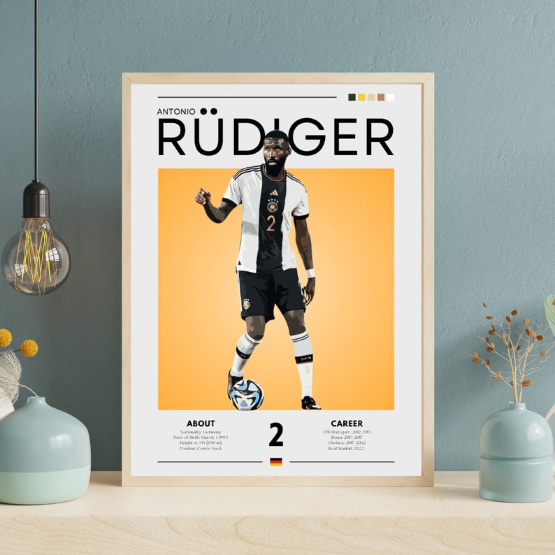 Antonio Rüdiger Germany Poster, Real Madrid Poster, Soccer Poster ...
