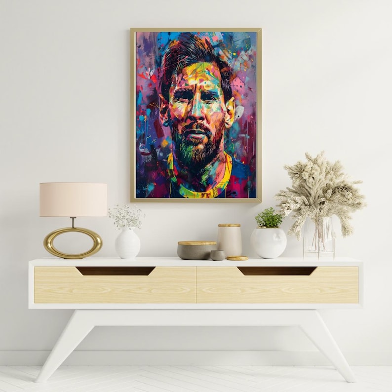 Lionel Messi Colorful Poster, Barcelona Poster, Kids Decor, Man Cave ...