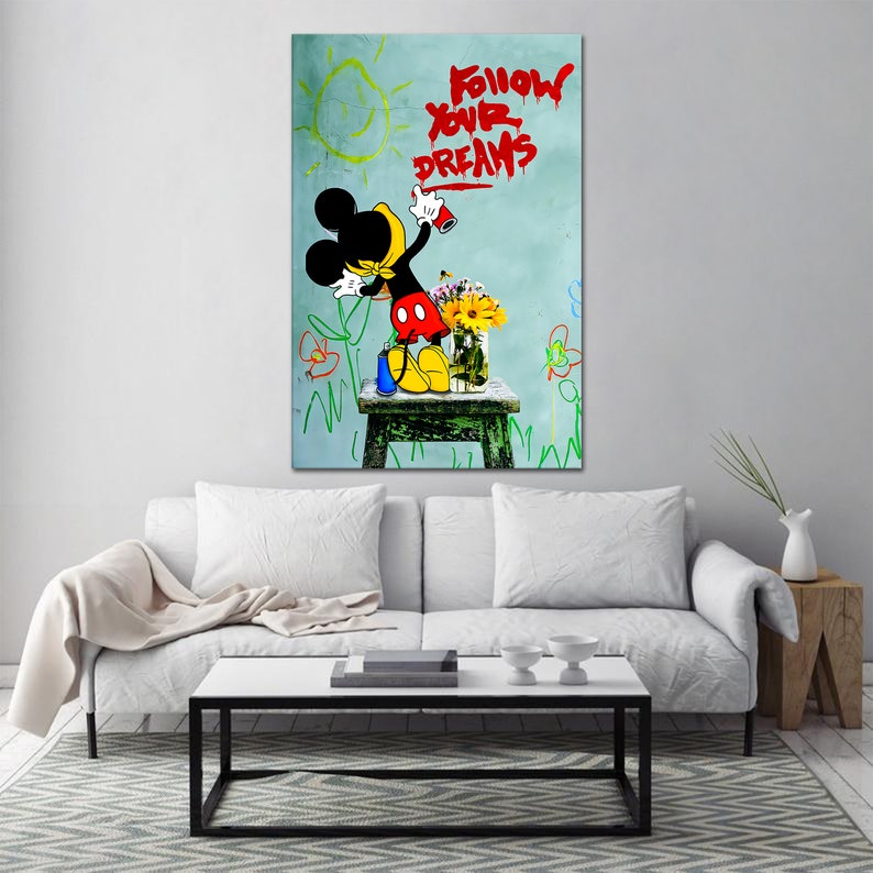 A2 - 100x140 - Mickey Mouse Follow Your Dreams Graffiti Poster Popart, Mickey Mouse Cartoon ...