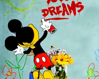 Mickey Mouse Street Graffiti Poster Popart, Mickey Mouse Cartoon Poster, Mickey Mouse Street Art ...