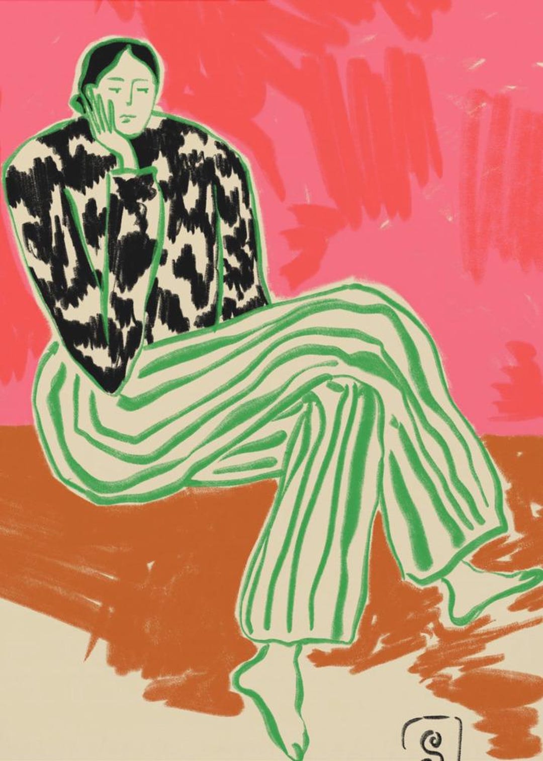 Sandra Poliakov Art Poster, Calm Woman Portrait Print, Minimal Portrait ...