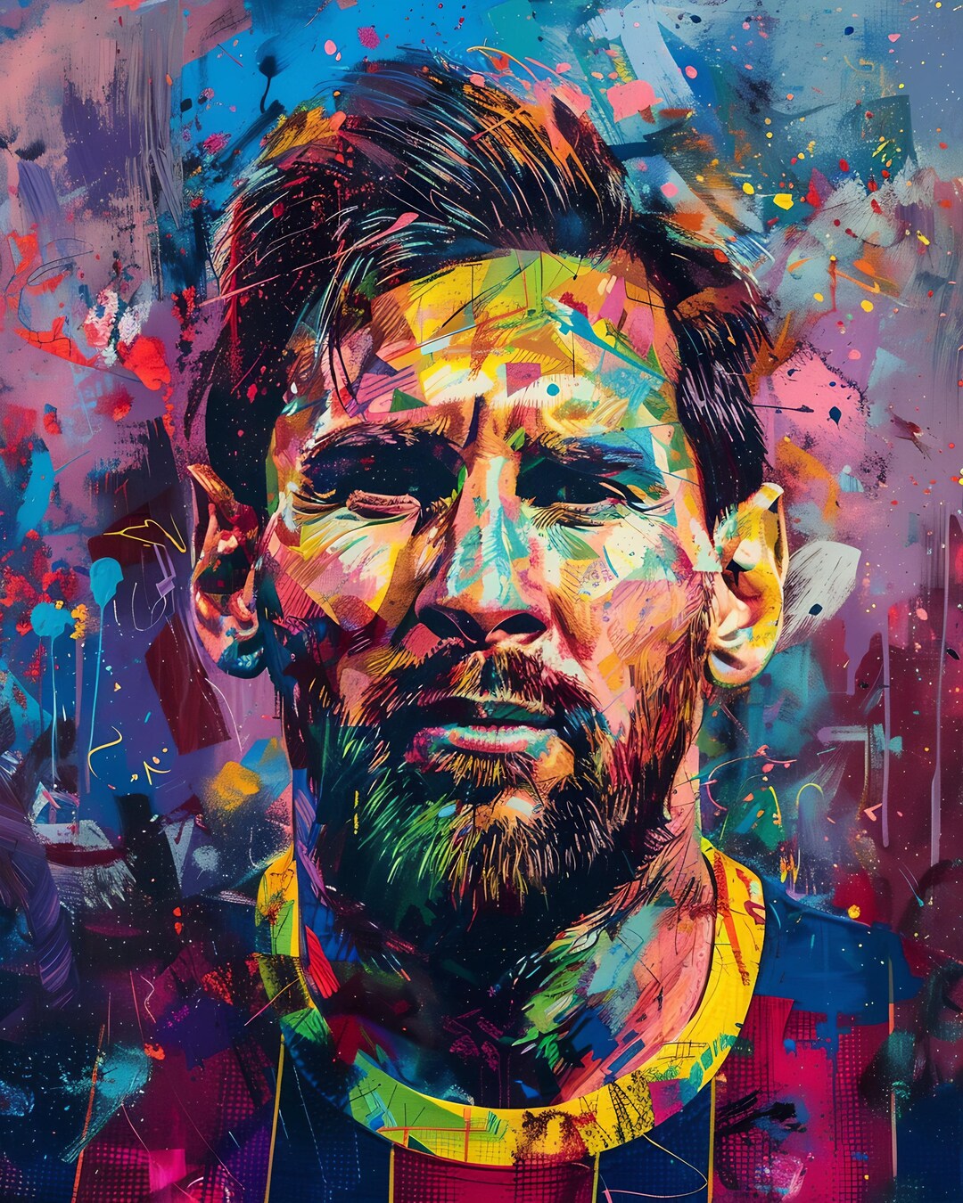 Lionel Messi Colorful Poster, Barcelona Poster, Kids Decor, Man Cave ...