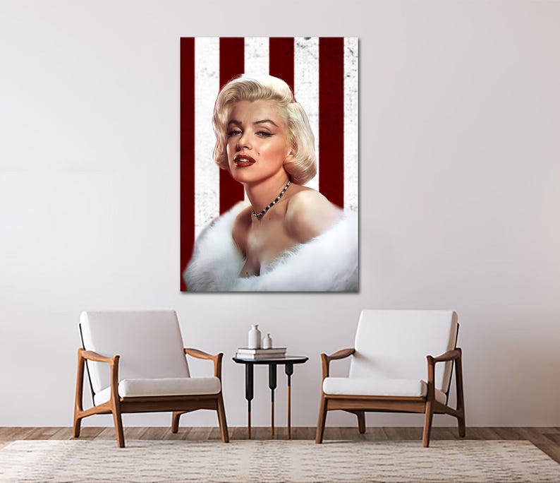Size A2 100x140 Cm. Marilyn Monroe With Fur Poster Woman Wall Art ...