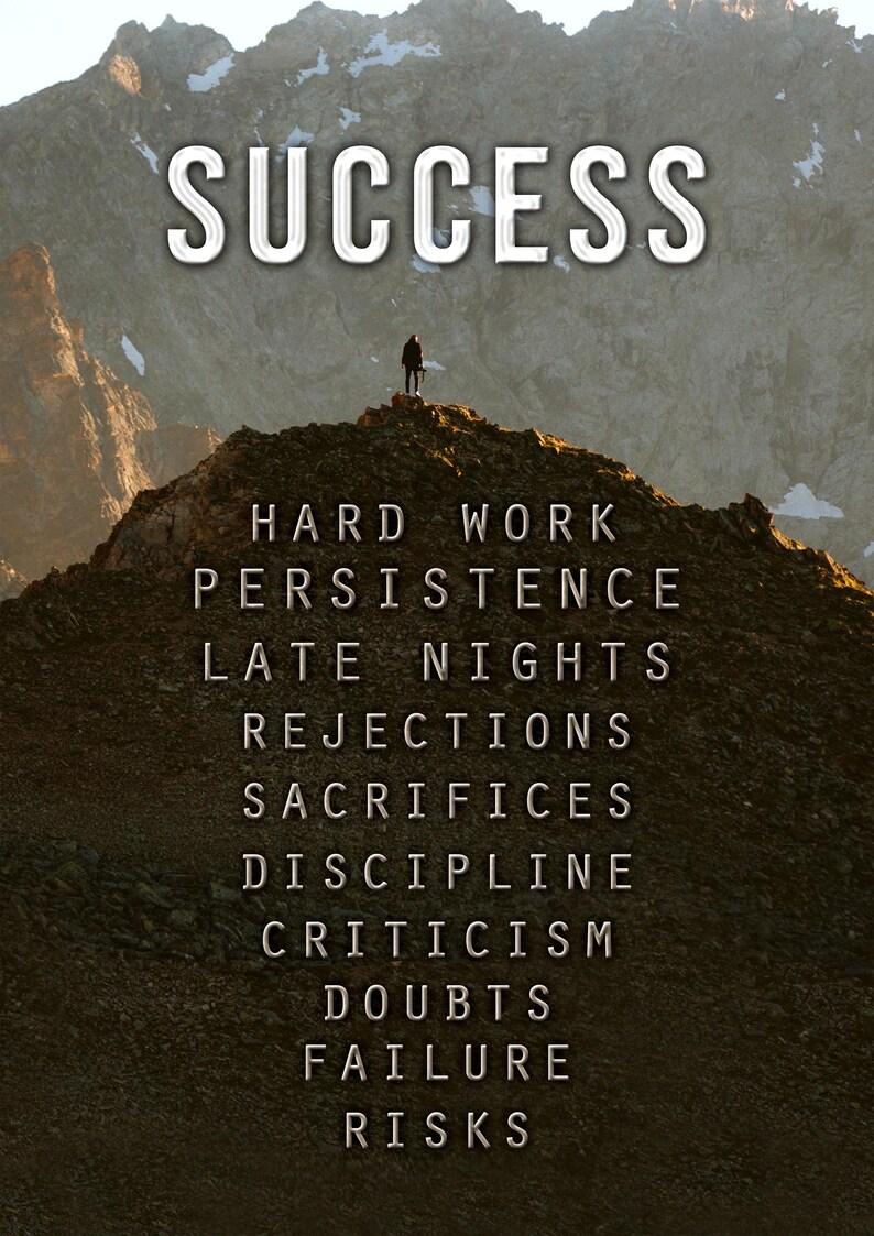 Mountain Poster, Success Mountain Poster, Home Office Decor, Home ...