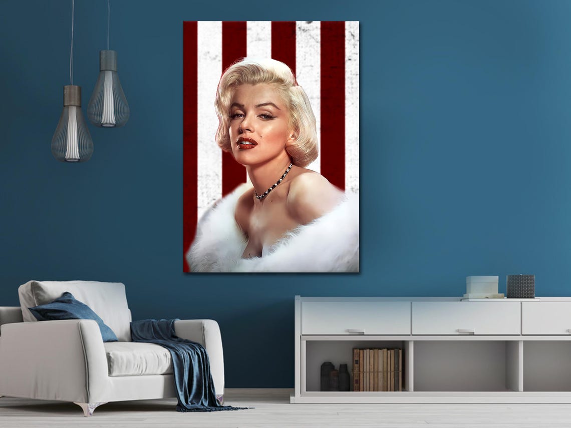 Size A2 100x140 Cm. Marilyn Monroe With Fur Poster Woman Wall Art ...