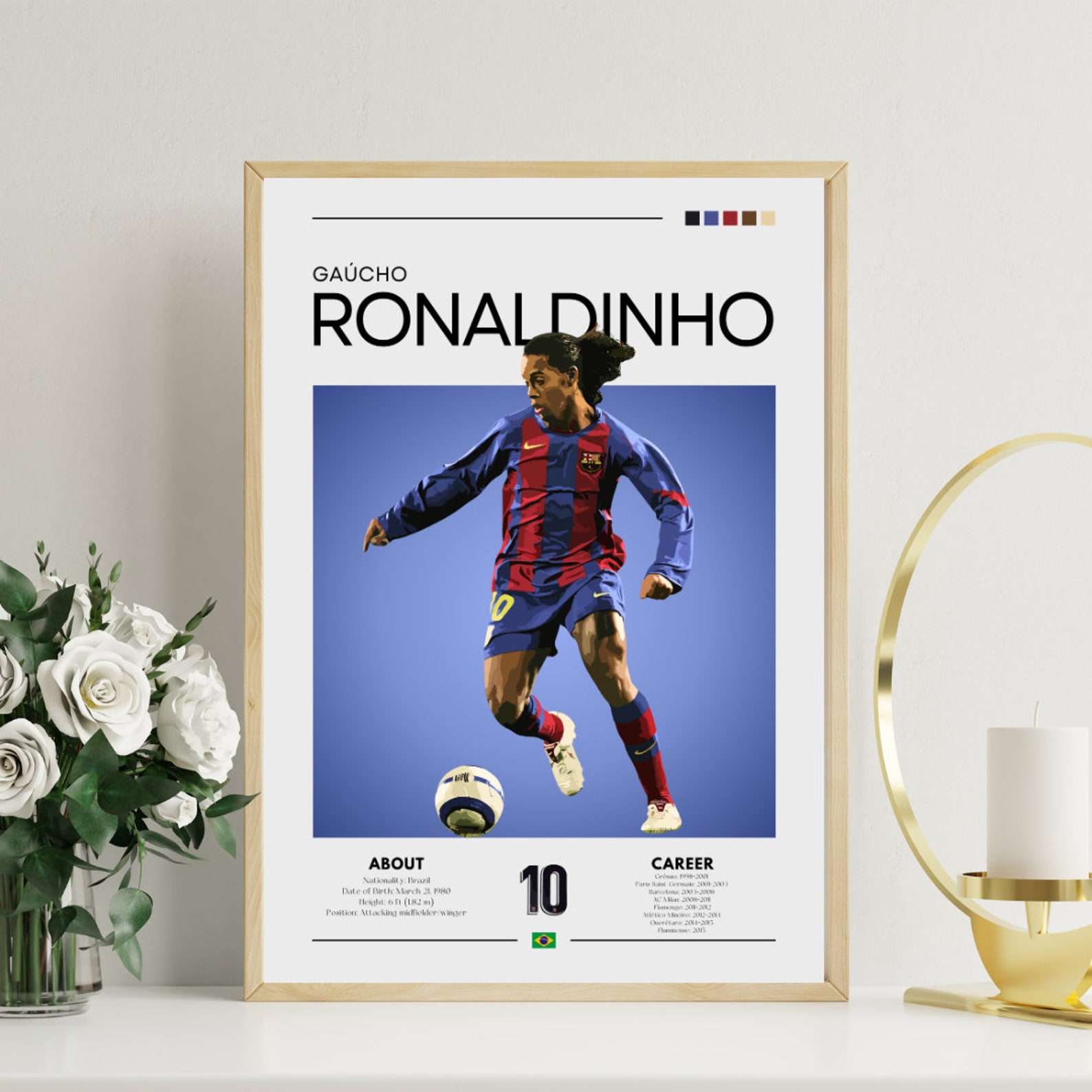 Ronaldhino Poster, Brazil, Legend, Icon, Champion, Matt Poster, Wall ...