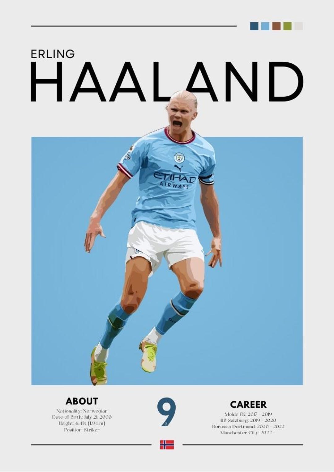 Erling Haaland Poster, Manchester City Poster, Matt Poster, Haaland ...
