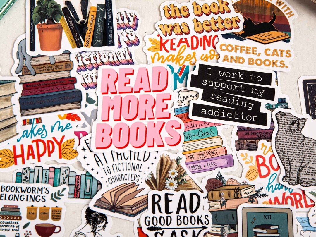 50 Pack Book Stickers Book Lover Book Stickers Reading - Etsy New Zealand