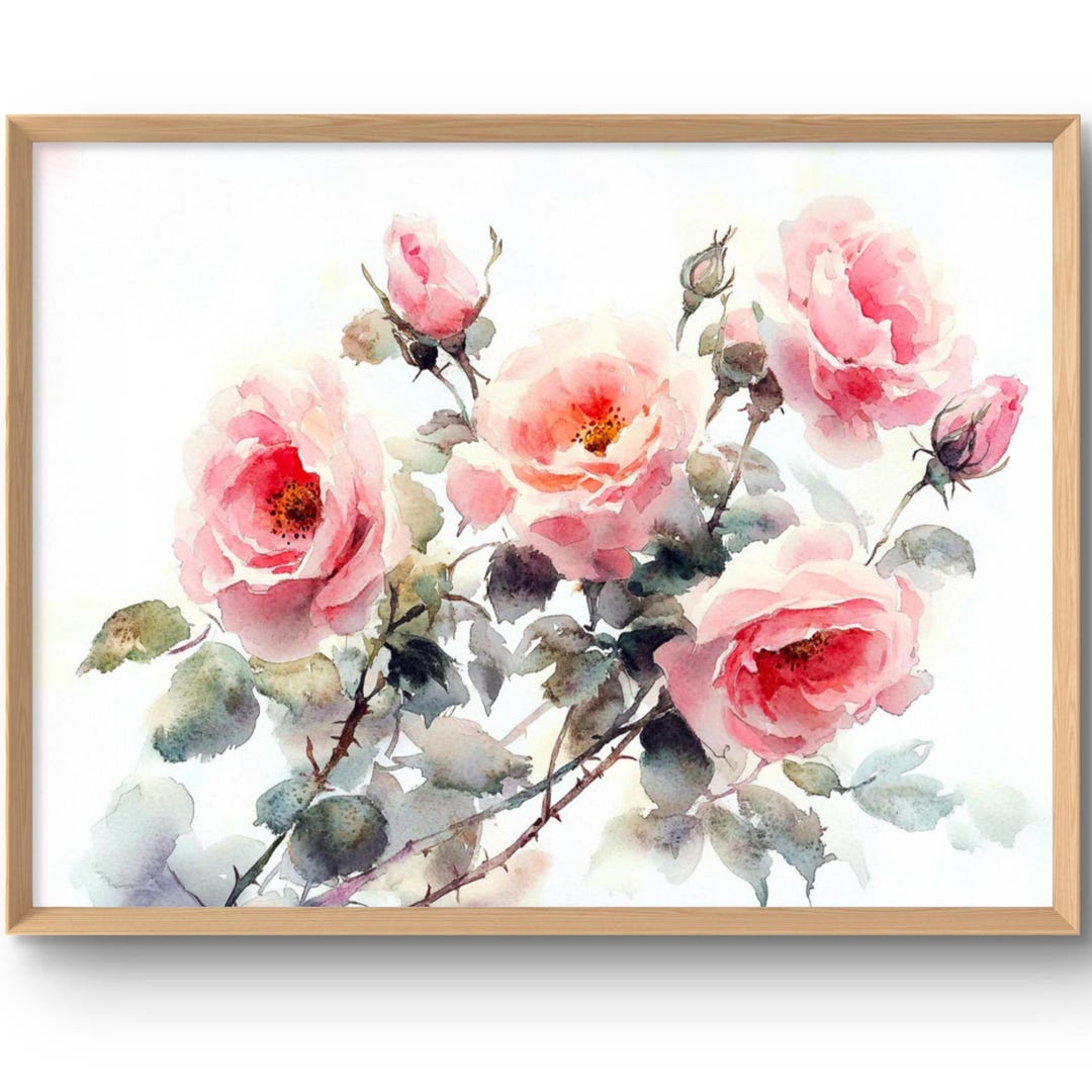 Rose Art Print Pink Roses Wall Art Floral Decor Garden Flowers Wall Art ...