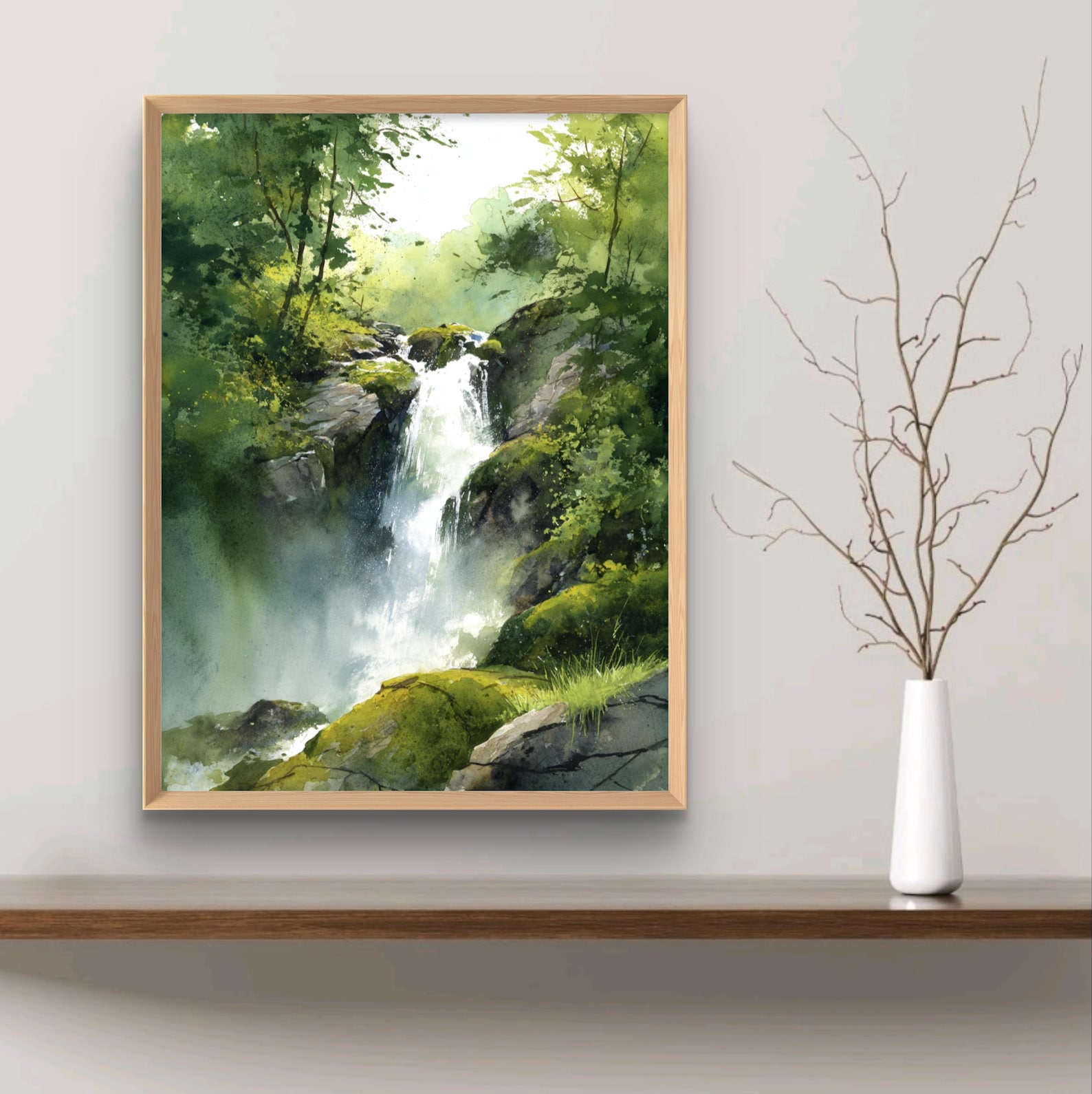 Waterfall Art Print Finger Lakes Landscape Wall Art Green Forest Decor ...