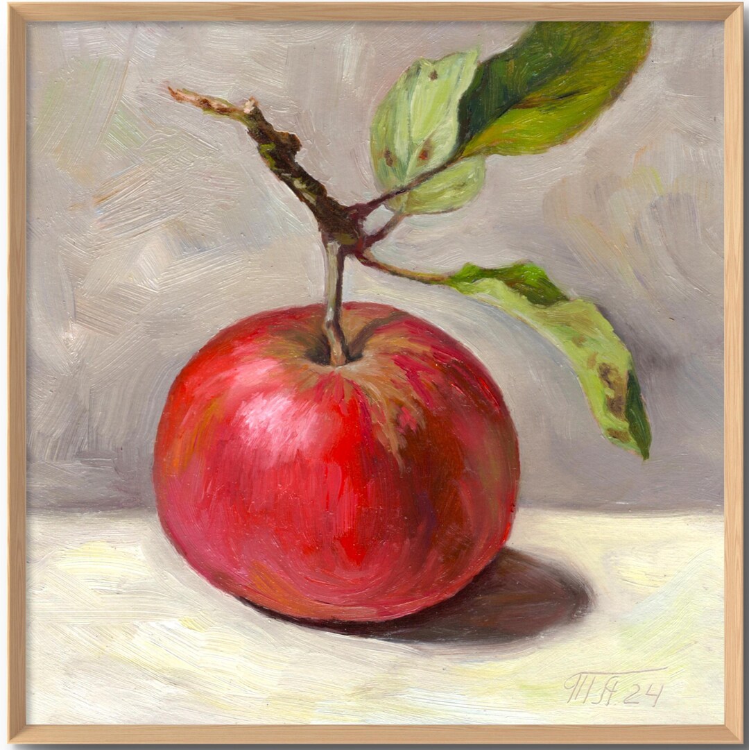 Red Apple Art Print Botanical Painting Farmhouse Wall Art Kitchen Wall ...