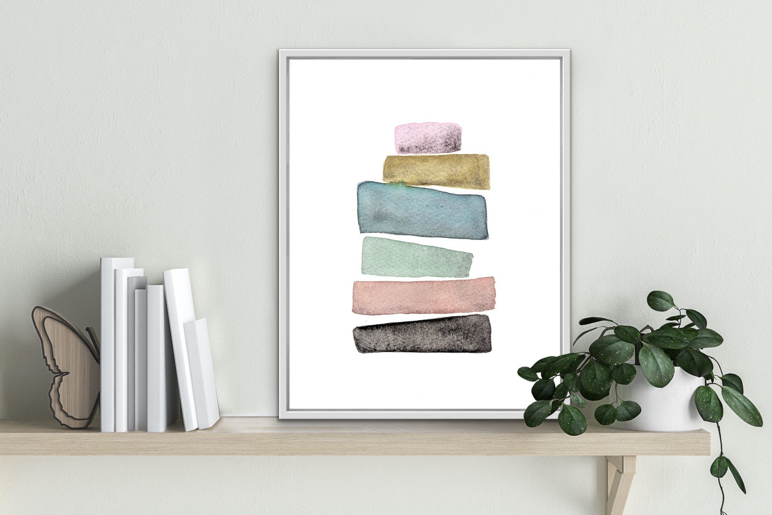 Stacked Stones Print Abstract Watercolor Art Minimalist Wall Art ...