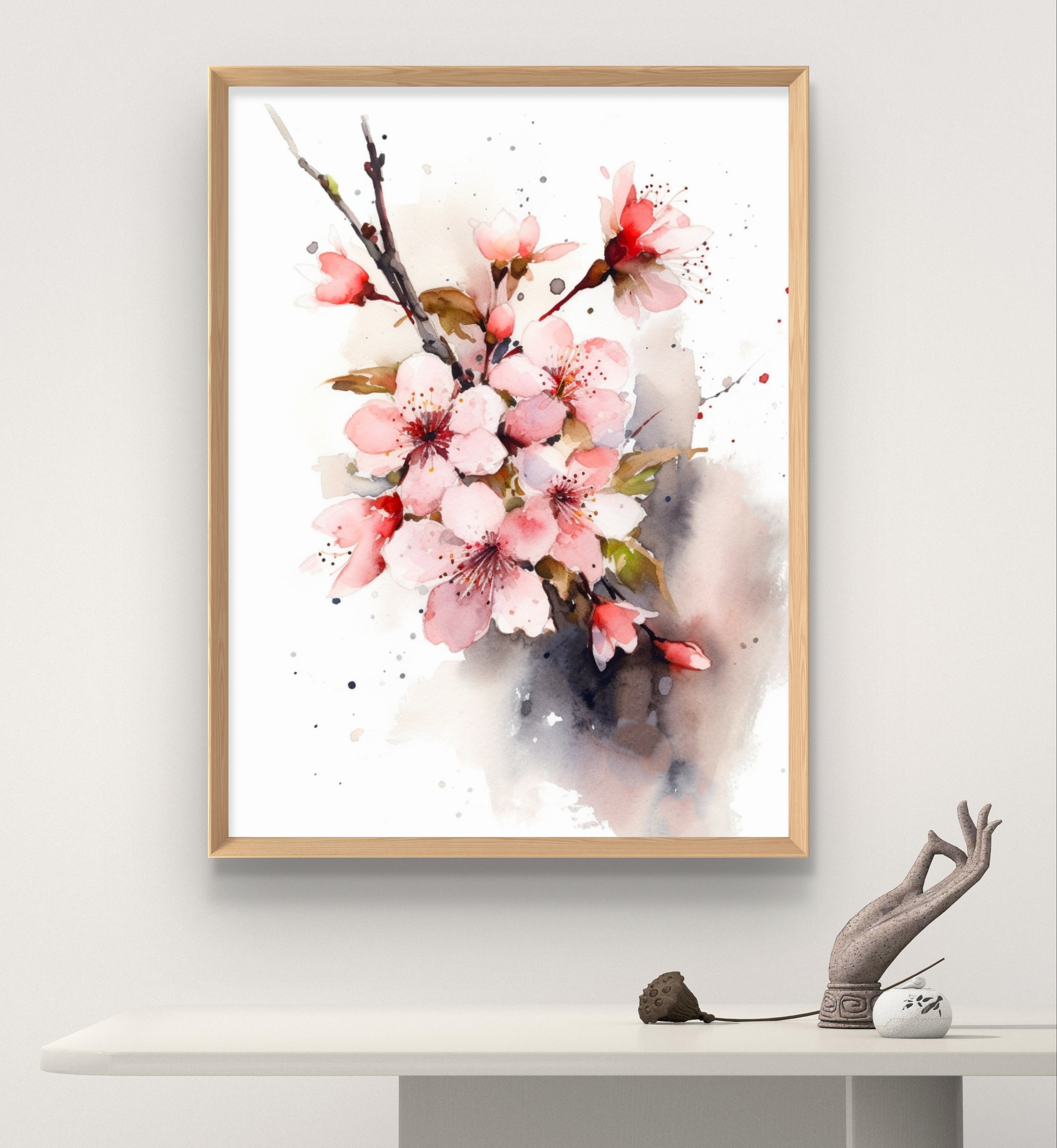 Sakura Print Cherry Tree Watercolor Art Blooming Tree Painting Cherry ...