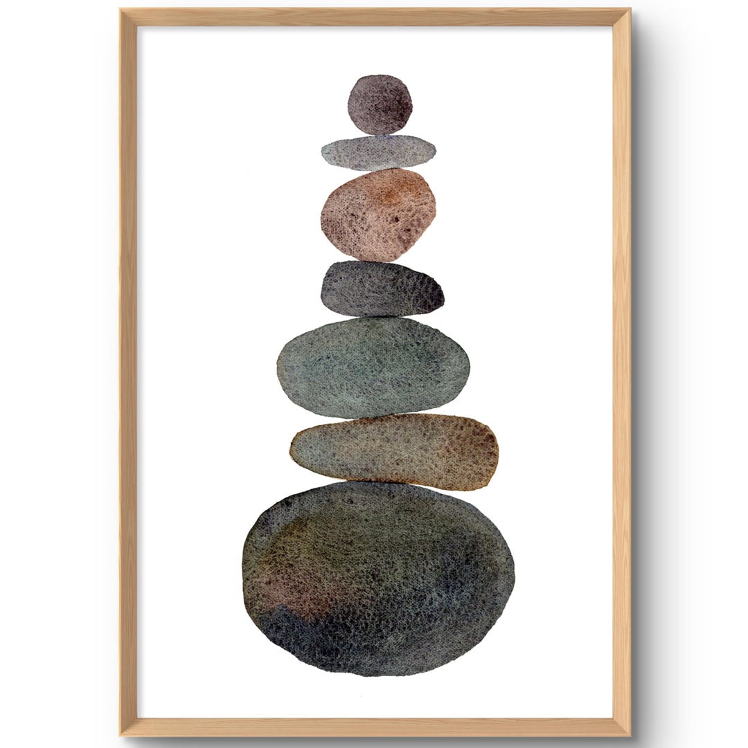 Rock Balance Print Earth Tone Poster Scandinavian Modern Balancing ...