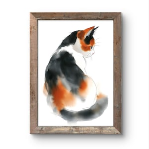 Calico Cat Art Print Cat Painting Pets Wall Art Watercolor Style Print ...