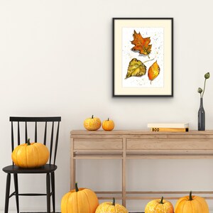 Fall Leaves Art Print Watercolor Autumn Wall Decor Fall Colors Wall Art ...