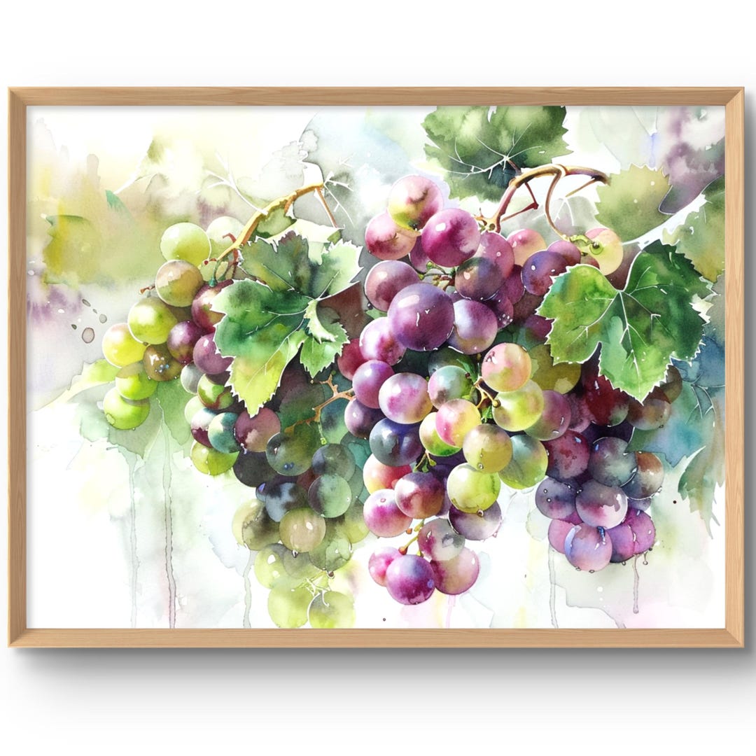 Grape Art Print Watercolor Painting Kitchen Wall Art Fruit Painting ...