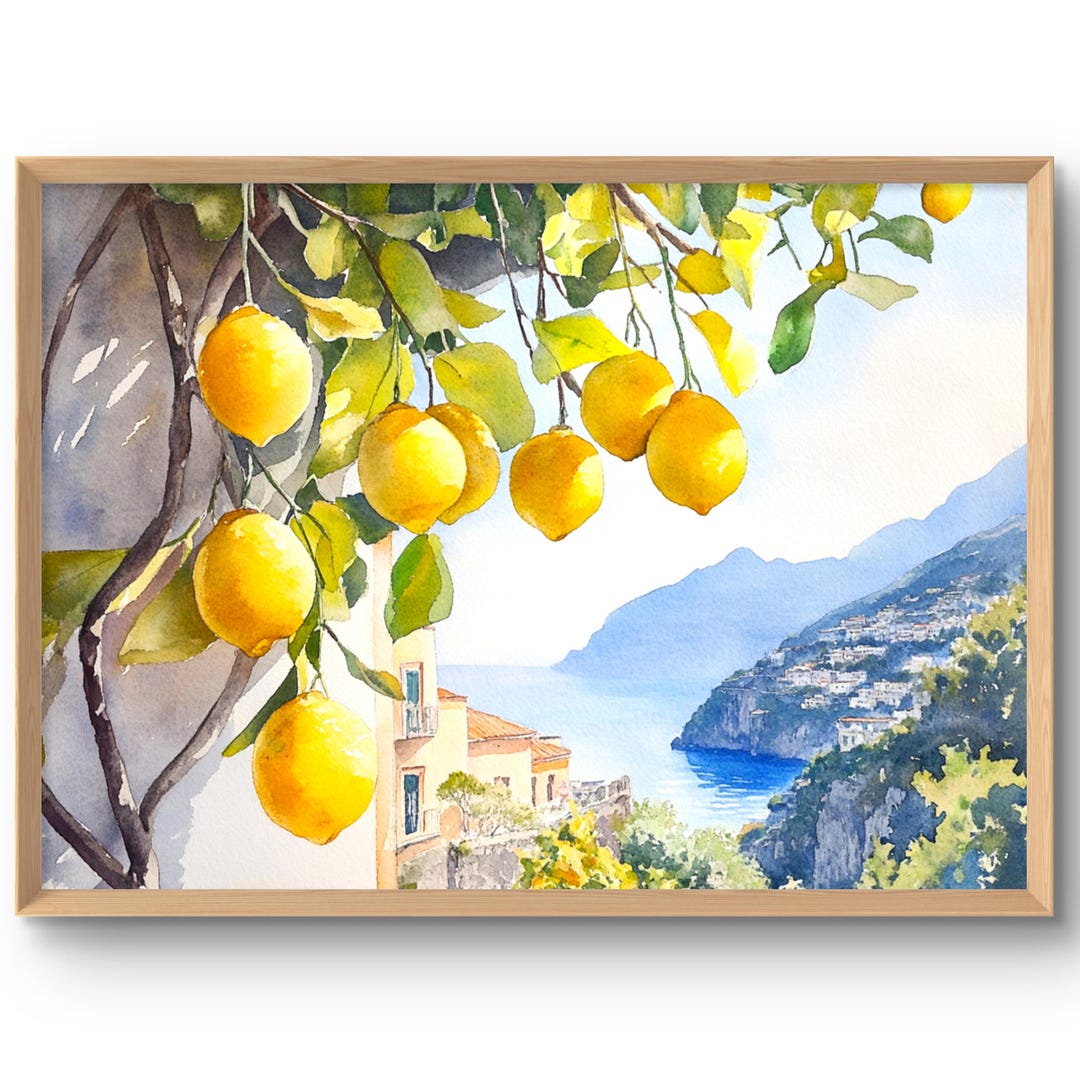 Lemon Tree Art Print Positano Wall Art Italy Decor Italian Watercolor ...