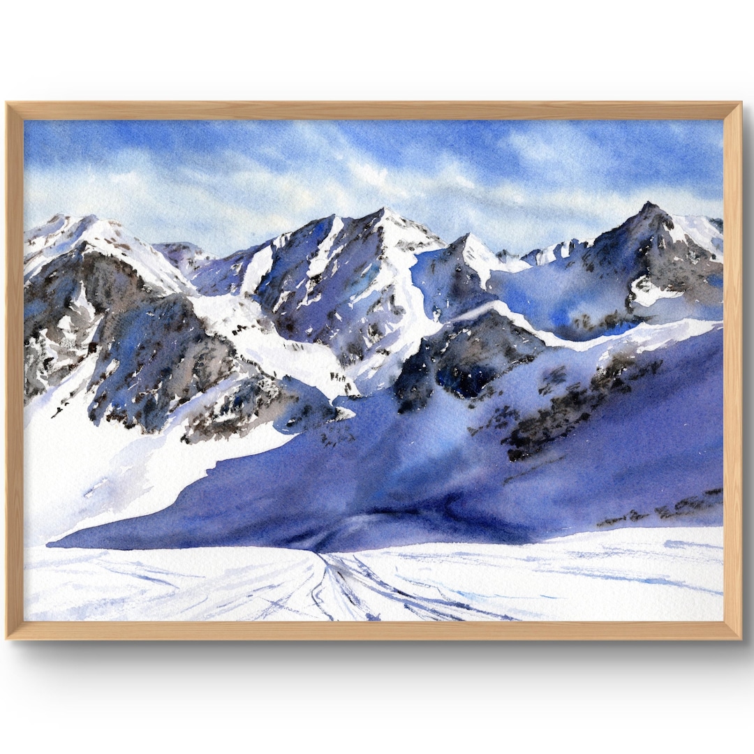 Snowy Mountains Art Print Ski Snowy Peaks Wall Art Glacier Print ...