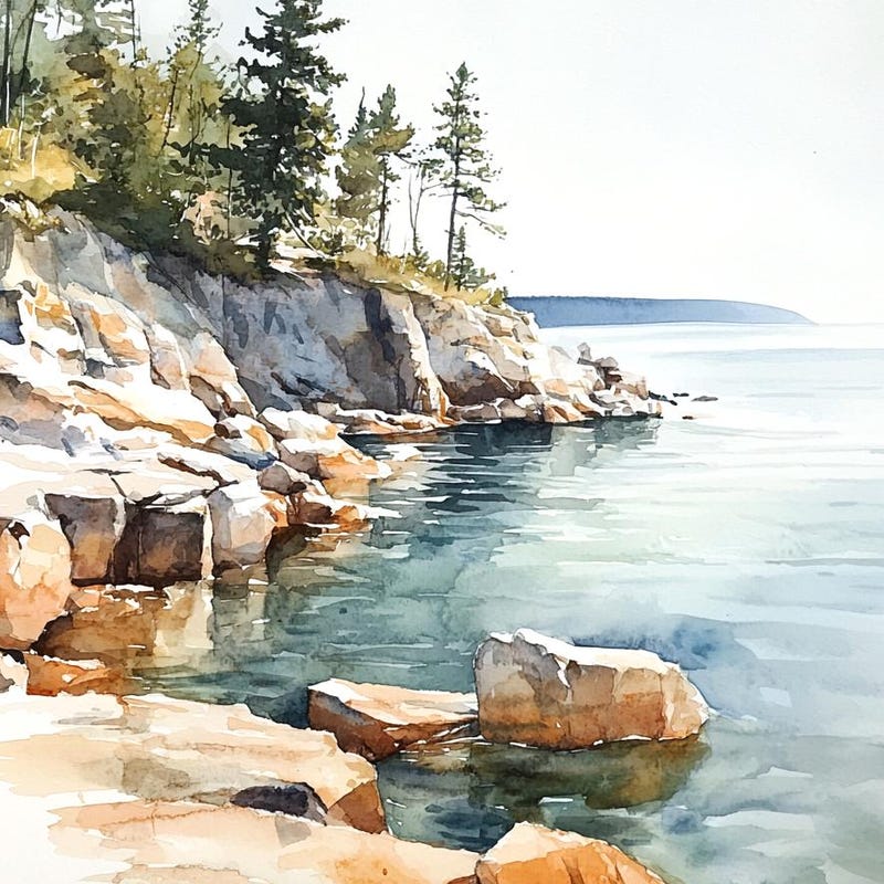 Water Rock Forest Art - Etsy