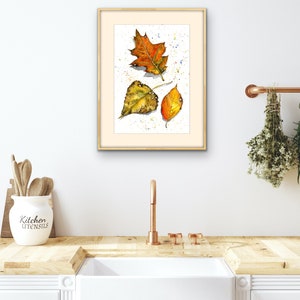Fall Leaves Art Print Watercolor Autumn Wall Decor Fall Colors Wall Art ...
