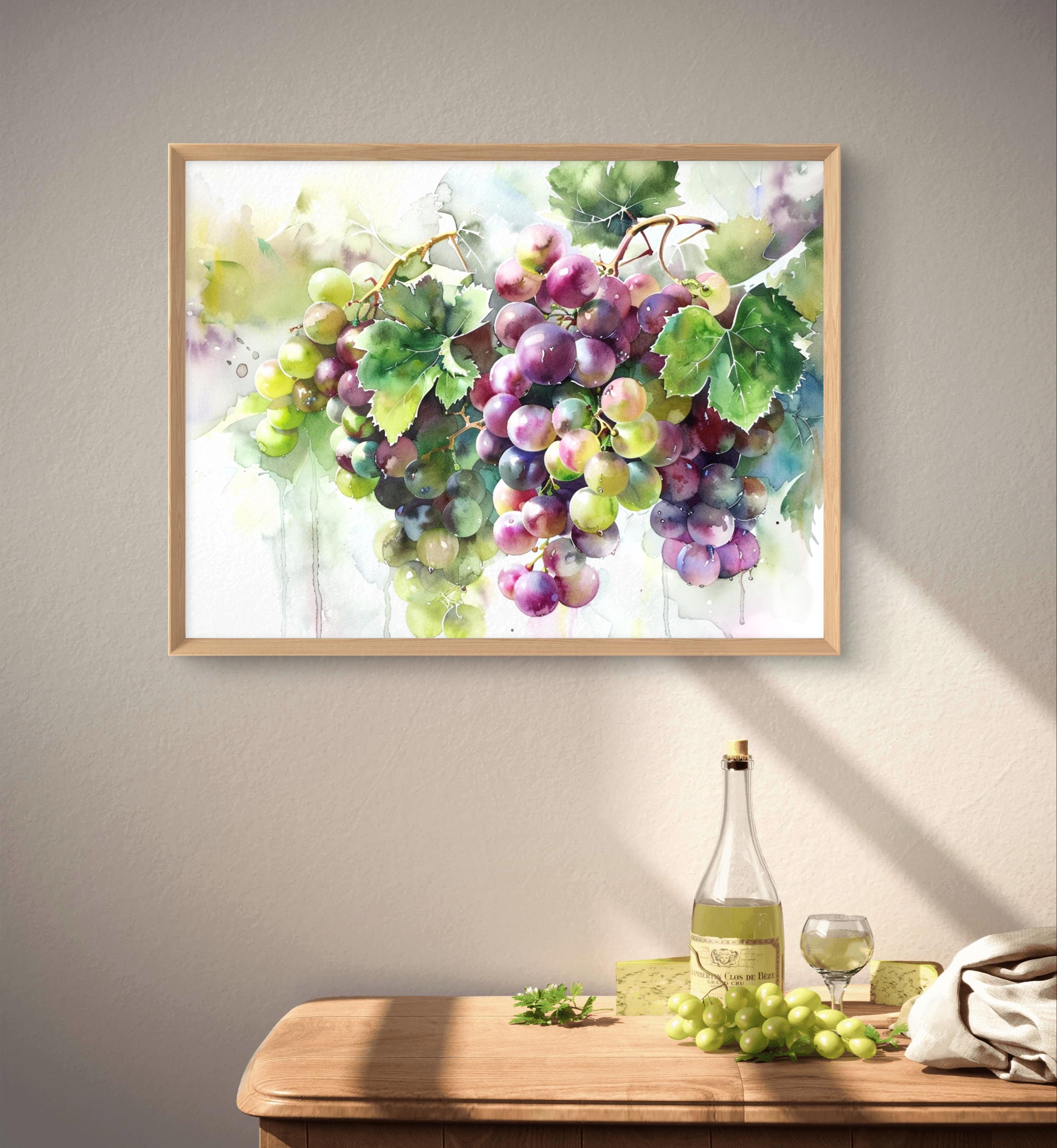 Grape Art Print Kitchen Wall Art Fruit Countryhouse Wall Decor Purple ...