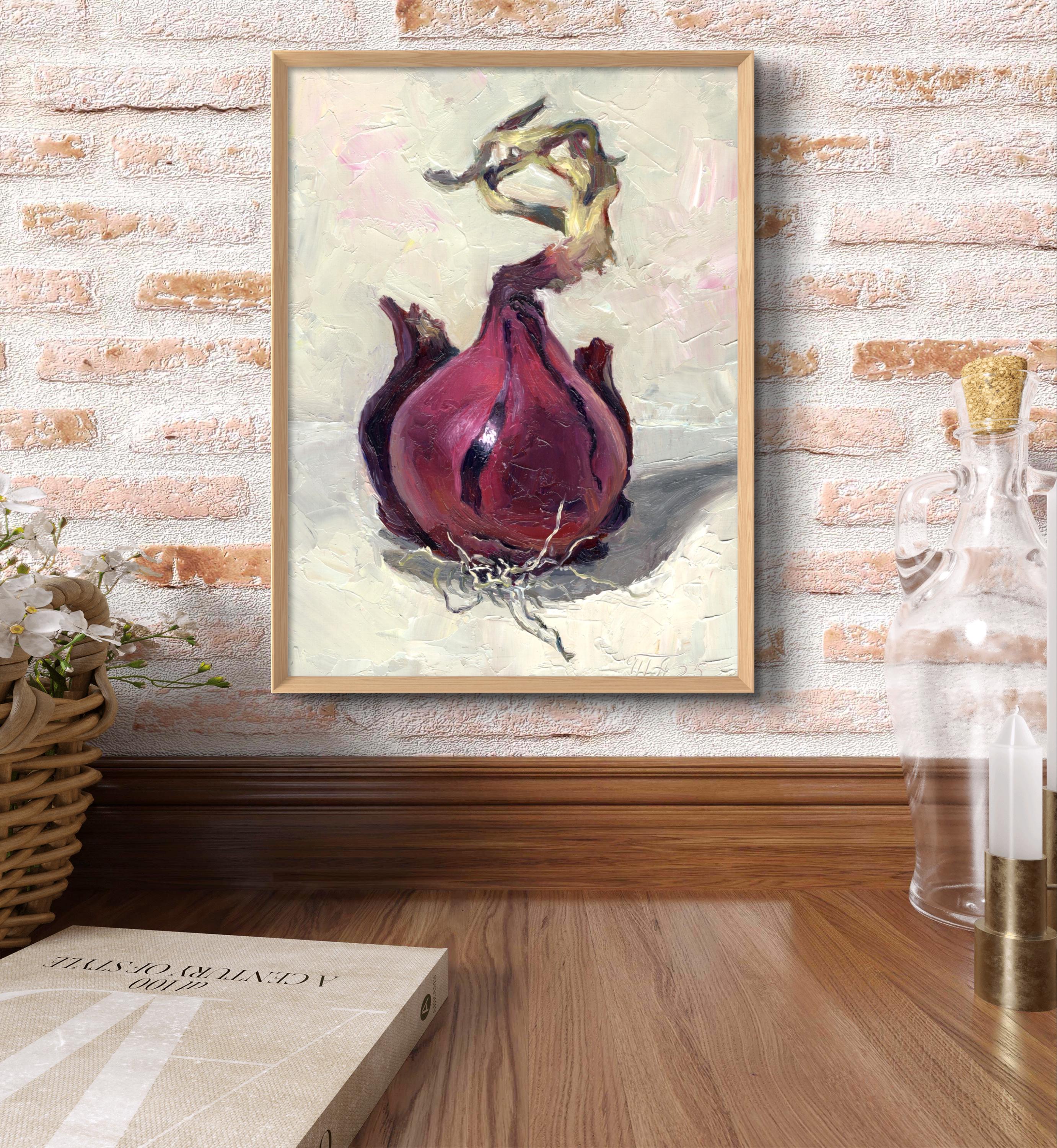 Red Onion Still Life Art Print: Rustic Kitchen Wall Decor From Original ...