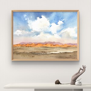 Desert Watercolor Print Minimalist Wall Art Neutral Arizona Landscape ...