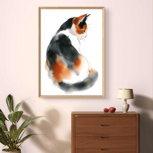 Calico Cat Art Print Cat Painting Pets Wall Art Watercolor Style Print ...