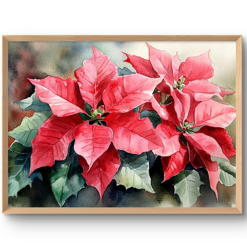 Poinsettia Painting - Etsy