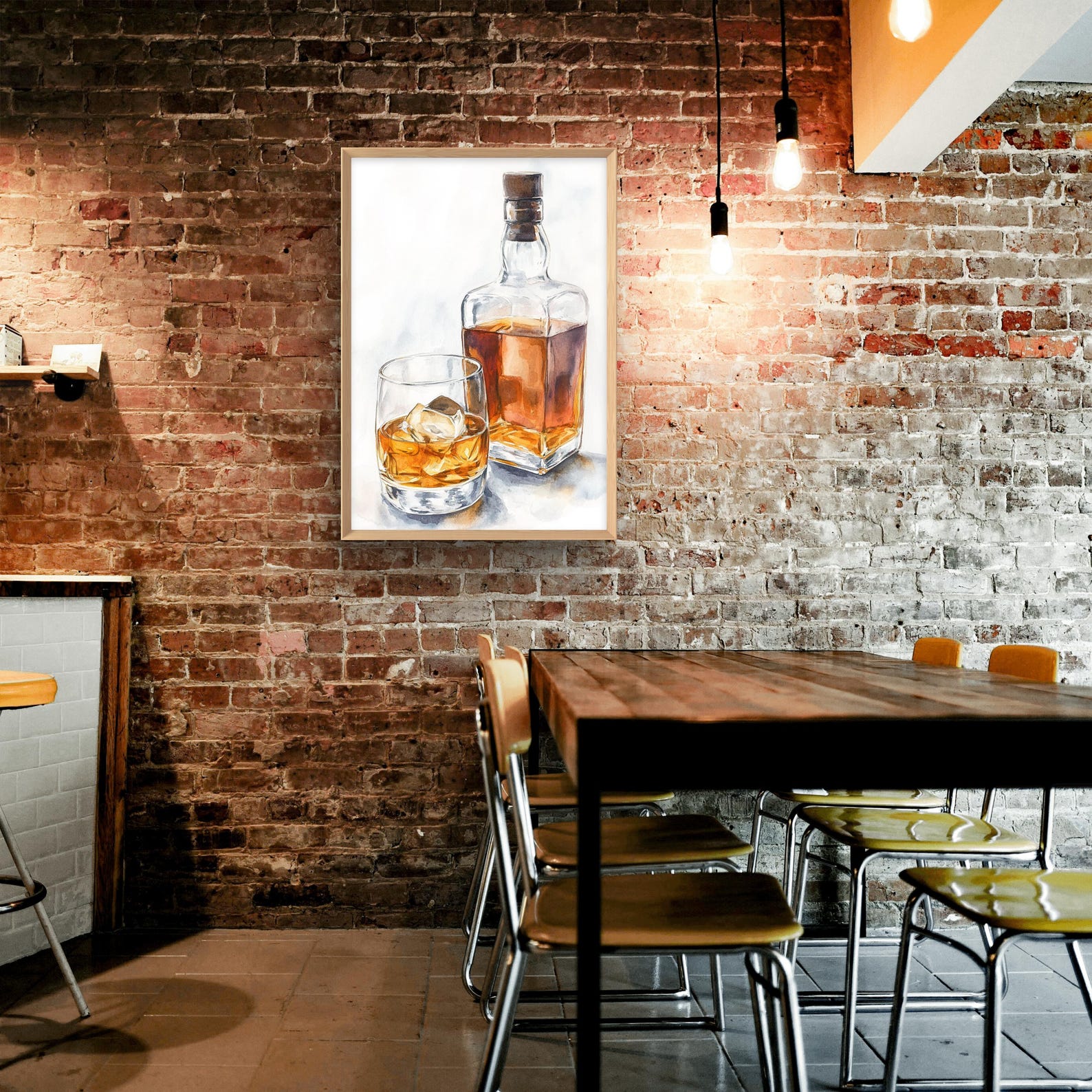Whiskey Art Print Bottle Alcohol Drink Wall Art Old Fashioned Drink ...