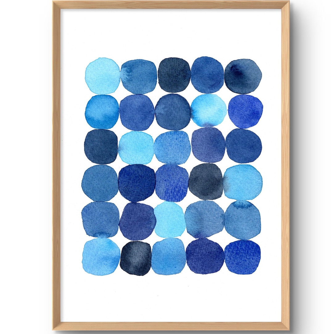 Blue Art Print Minimalist Abstract Modern Wall Art Blue Spots Art ...