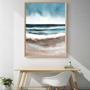 Ocean Painting Watercolor Sea Art Print Neutral Abstract Seascape Soft ...