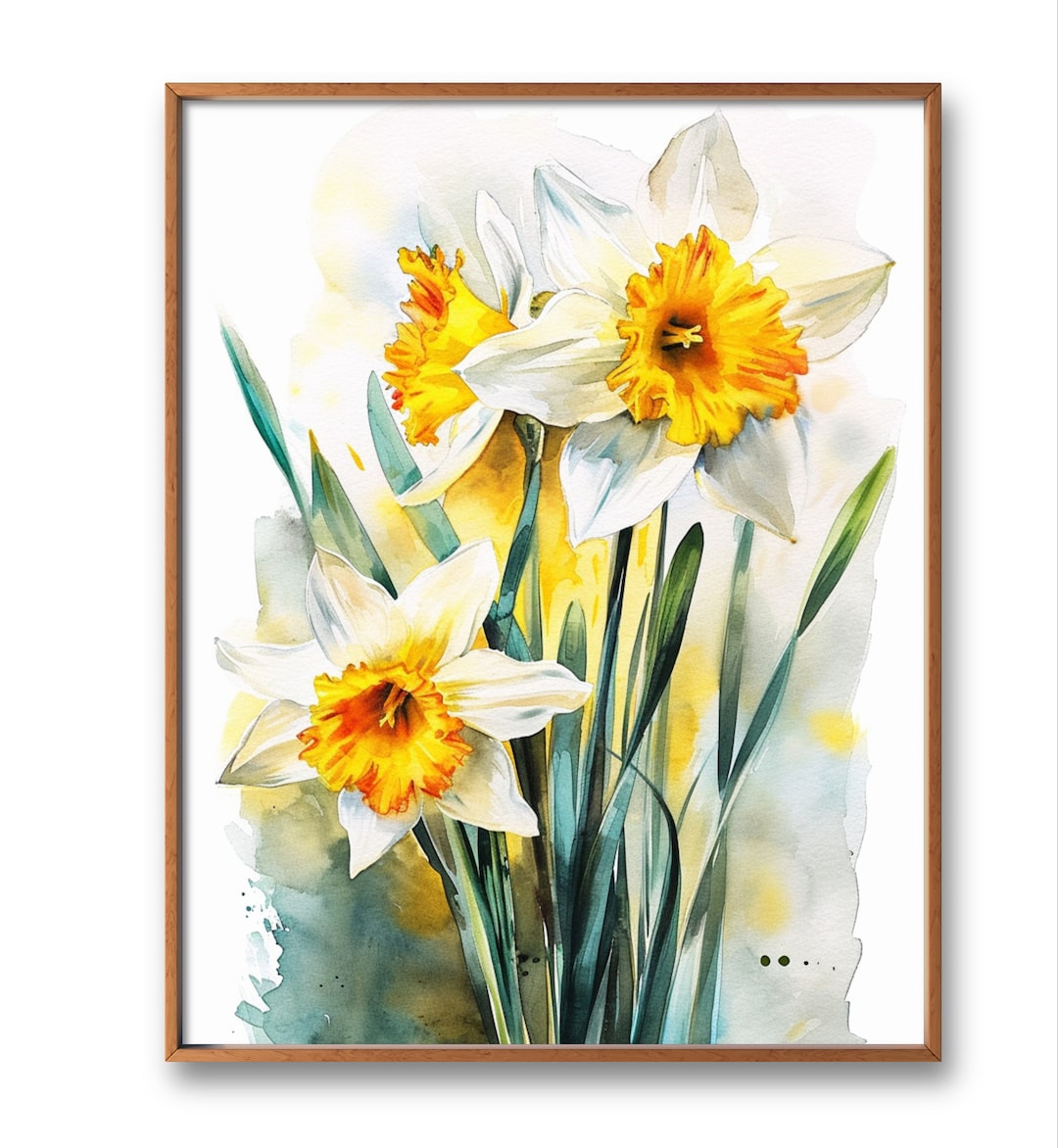 Daffodil Art Print Floral Wall Decor Narcissus Wall Art Spring Flowers ...
