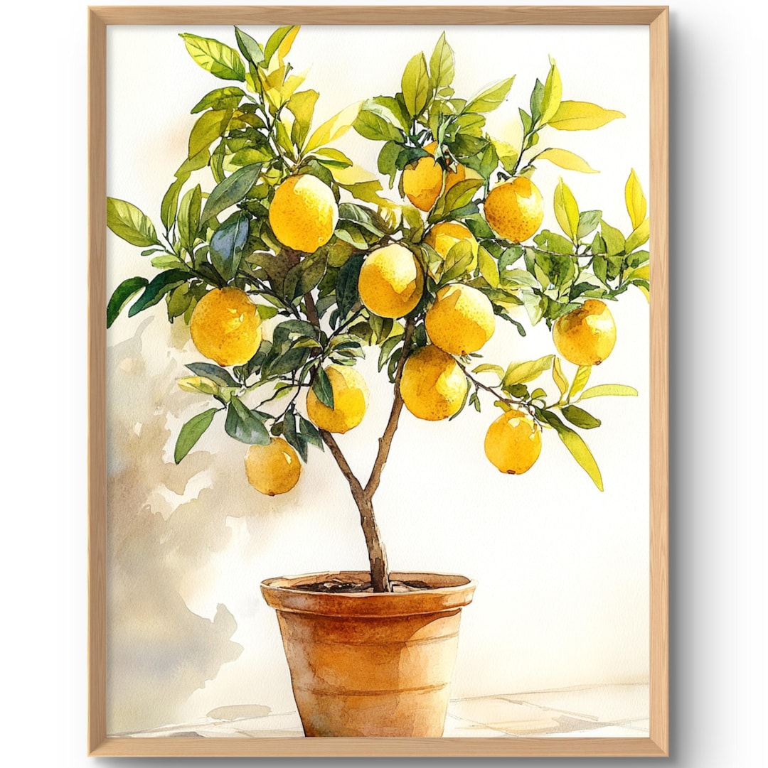 Lemon Tree Print Watercolor Art Italy Lemons Painting Farm House Decor ...