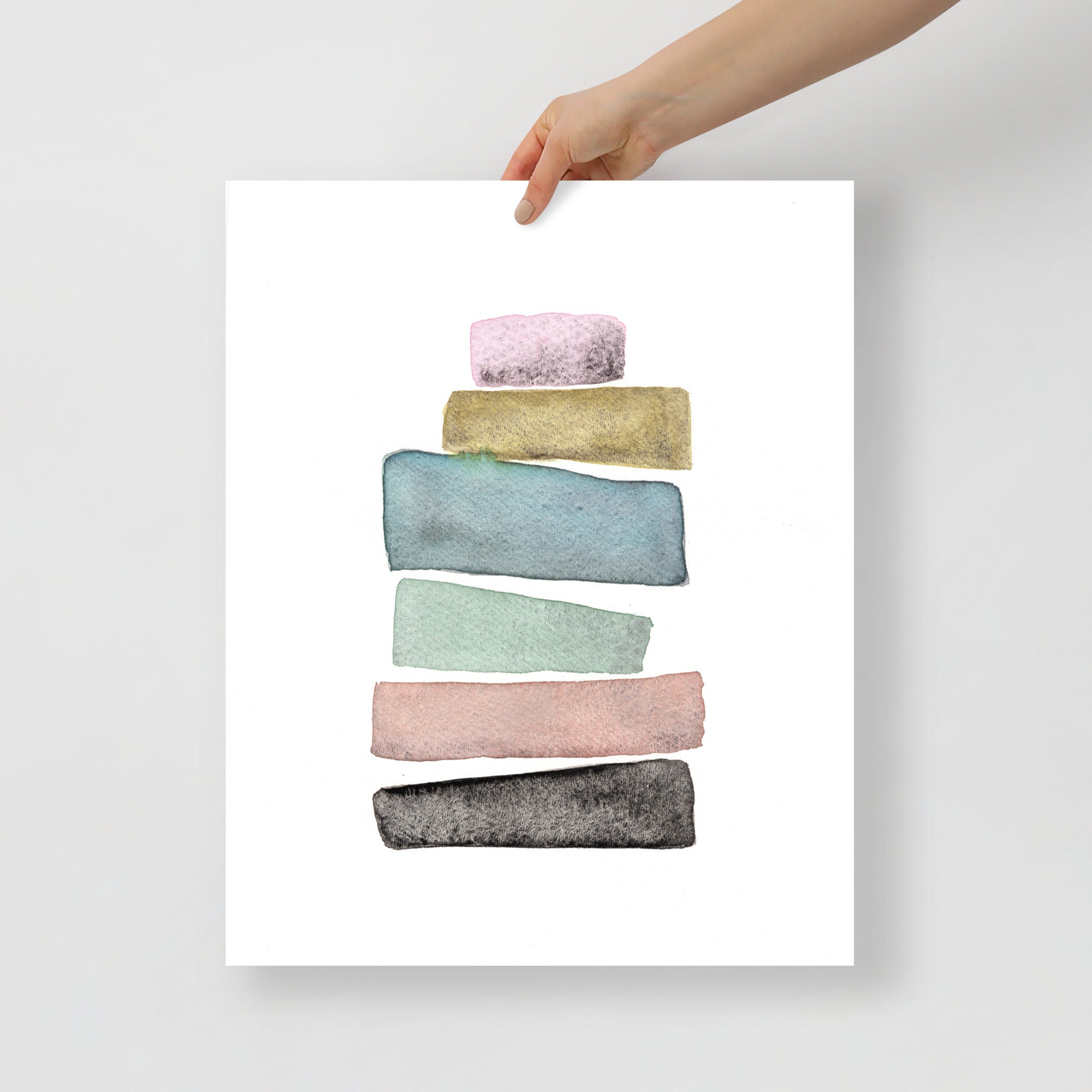 Stacked Stones Print Abstract Watercolor Art Minimalist Wall Art ...