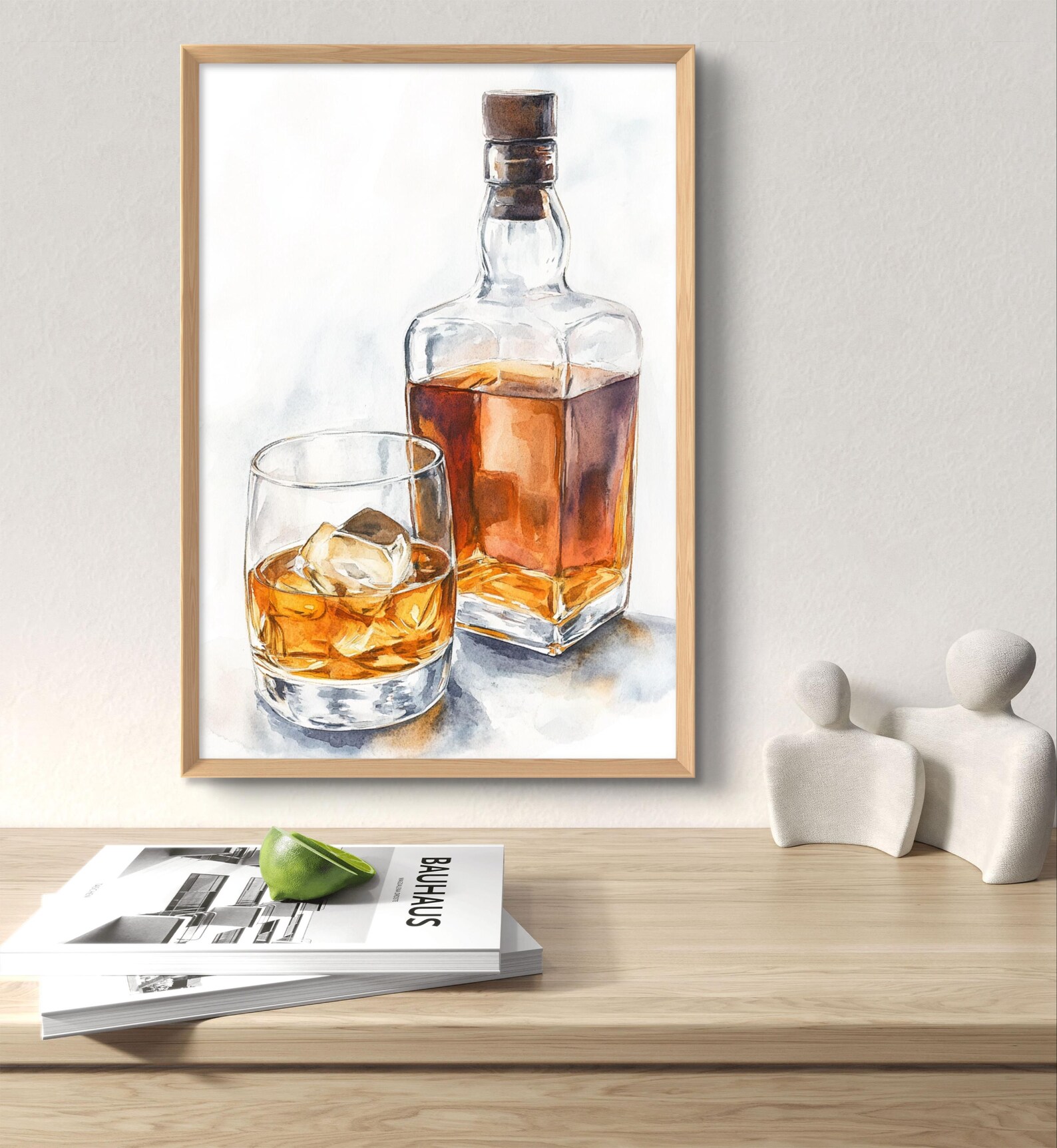 Whiskey Art Print Bottle Alcohol Drink Wall Art Old Fashioned Drink ...